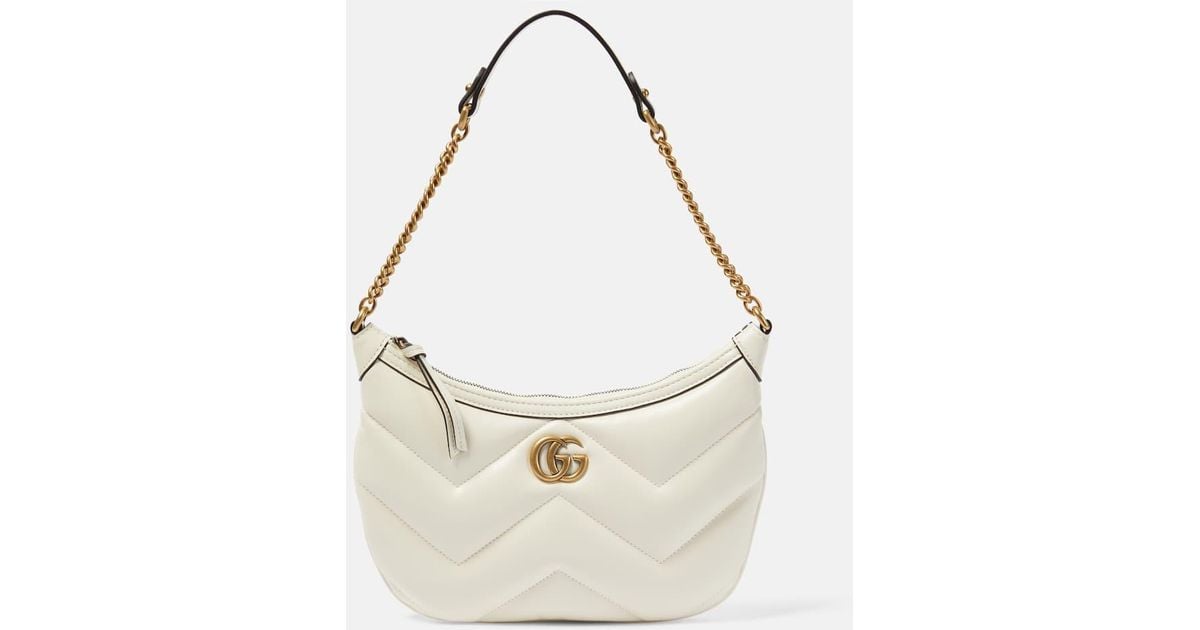 Gucci GG Marmont Small Matelassé-leather Shoulder Bag in White | Lyst