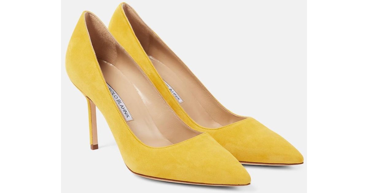 Manolo Blahnik Bb 90 Suede Pumps in Yellow | Lyst