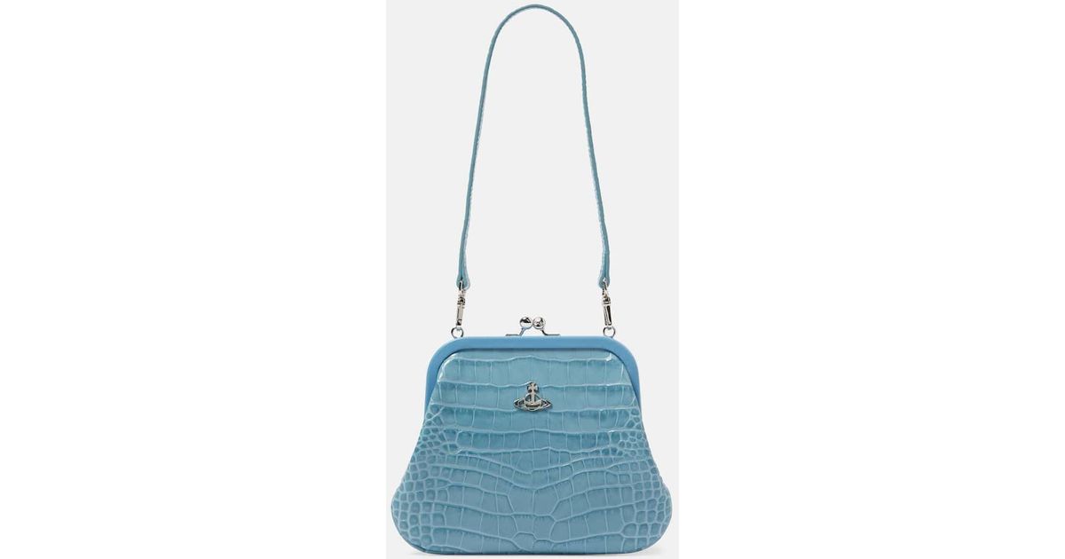 Vivienne Westwood Vivienne's Croc-Effect Leather Tote Bag in Blue | Lyst