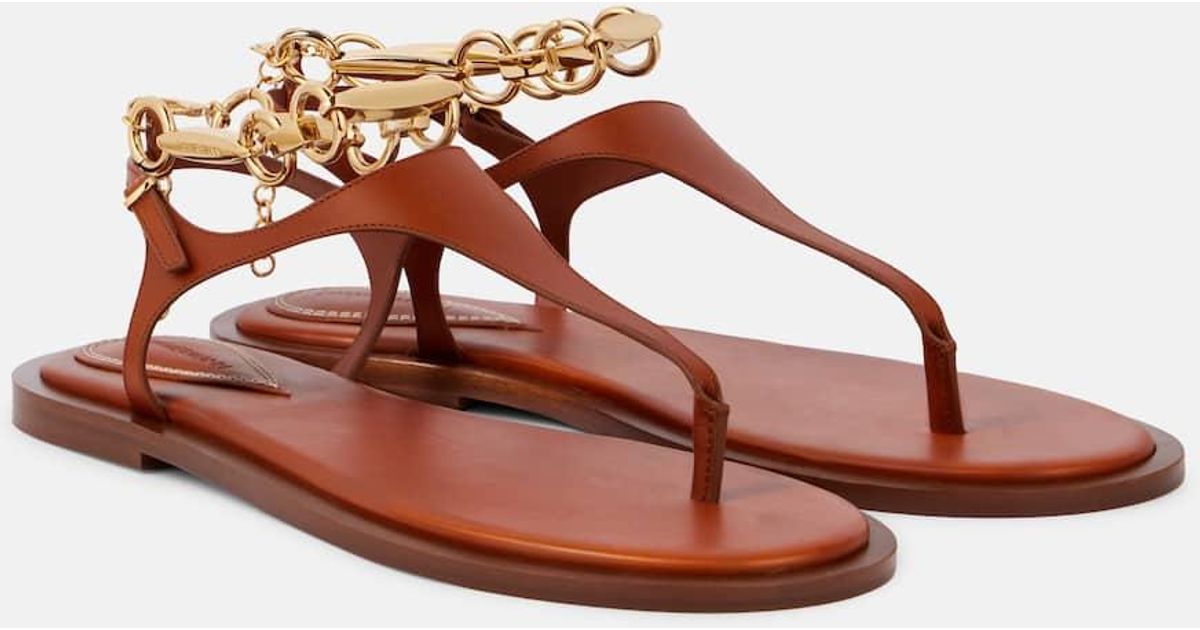 Zimmermann Wild Leather Thong Sandals in Brown | Lyst