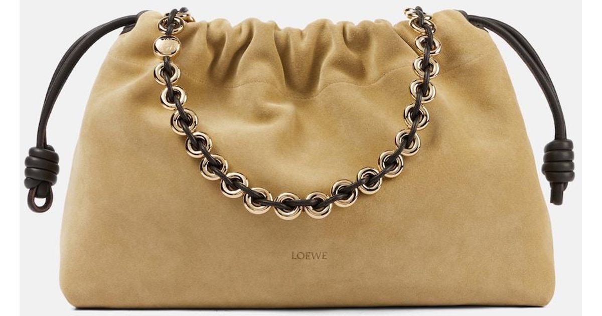 Loewe Flamenco Large Suede Clutch in Natural | Lyst