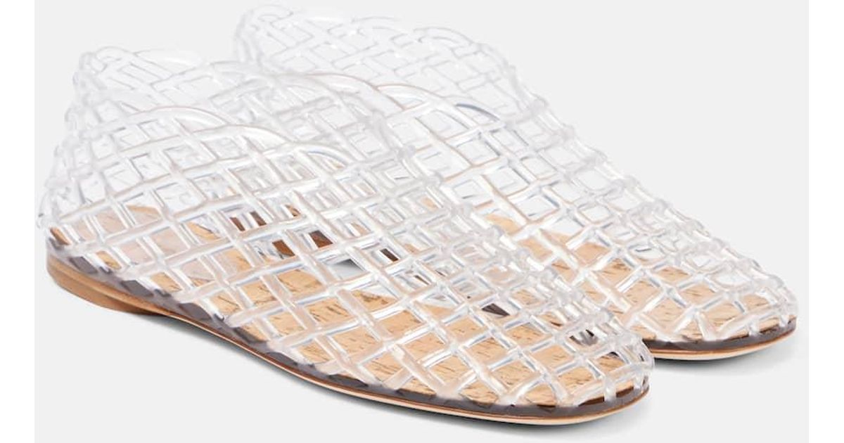 The Row Mara Fishnet Pvc Ballet Flats in White | Lyst
