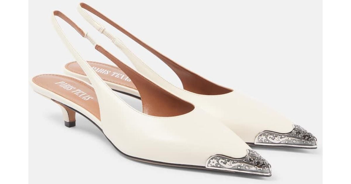 Paris Texas Jessica Western 35 Leather Slingback Pumps in Natural | Lyst