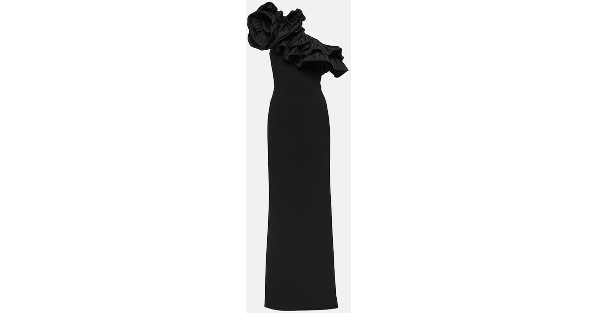 Rebecca Vallance Chloe One-shoulder Taffeta-trimmed Stretch-crepe Gown in Black | Lyst Australia