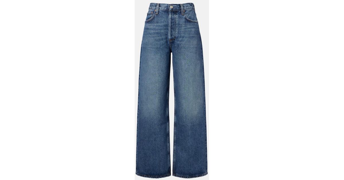 Agolde Low Slung Baggy Mid-Rise Wide-Leg Jeans in Blue | Lyst
