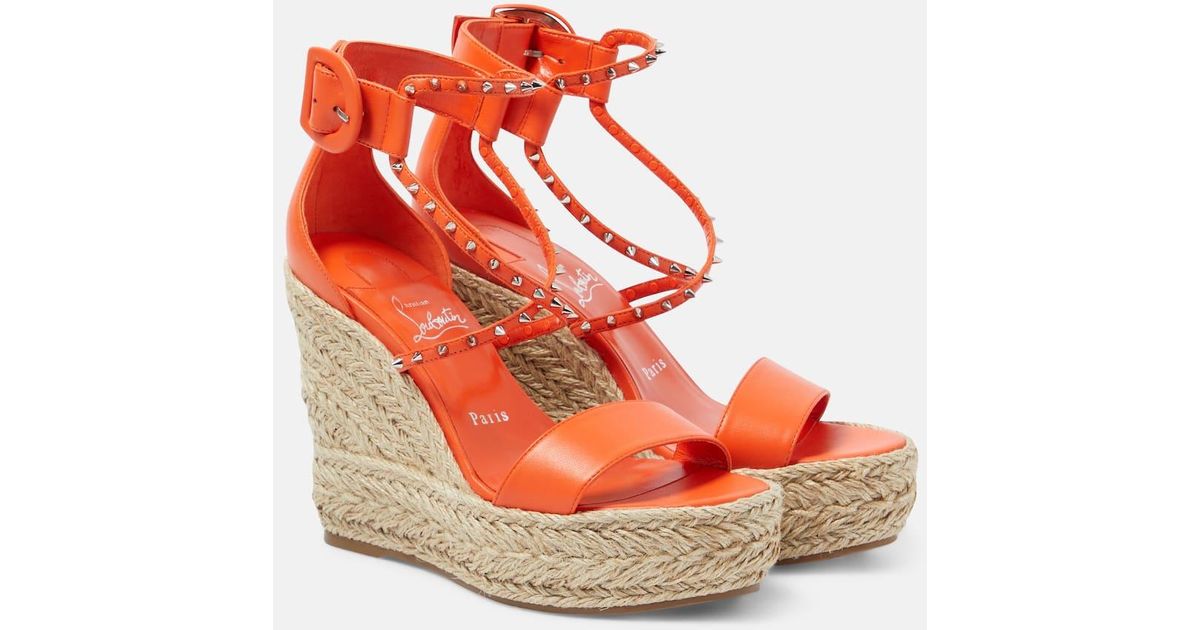 Christian Louboutin Chocazeppa Spikes 120 Espadrille Wedges in Red | Lyst