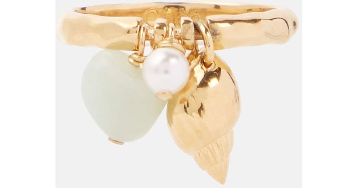 Chloé Shells Faux Pearl Ring in Metallic | Lyst