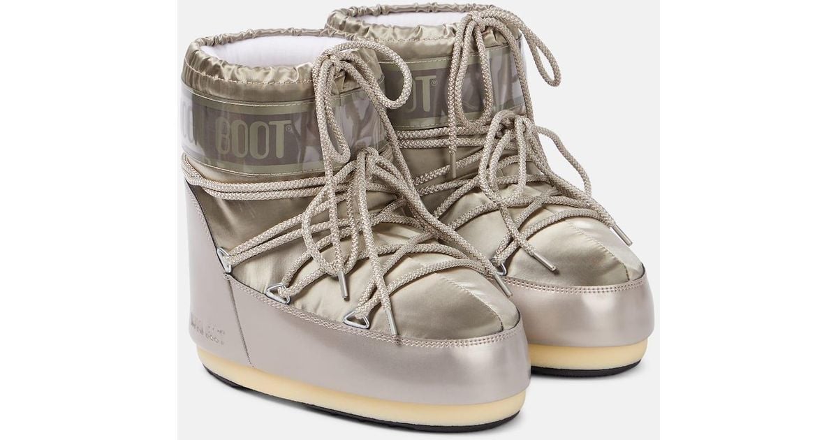 Moon Boot Icon Low Glance Satin Snow Boots in Metallic | Lyst