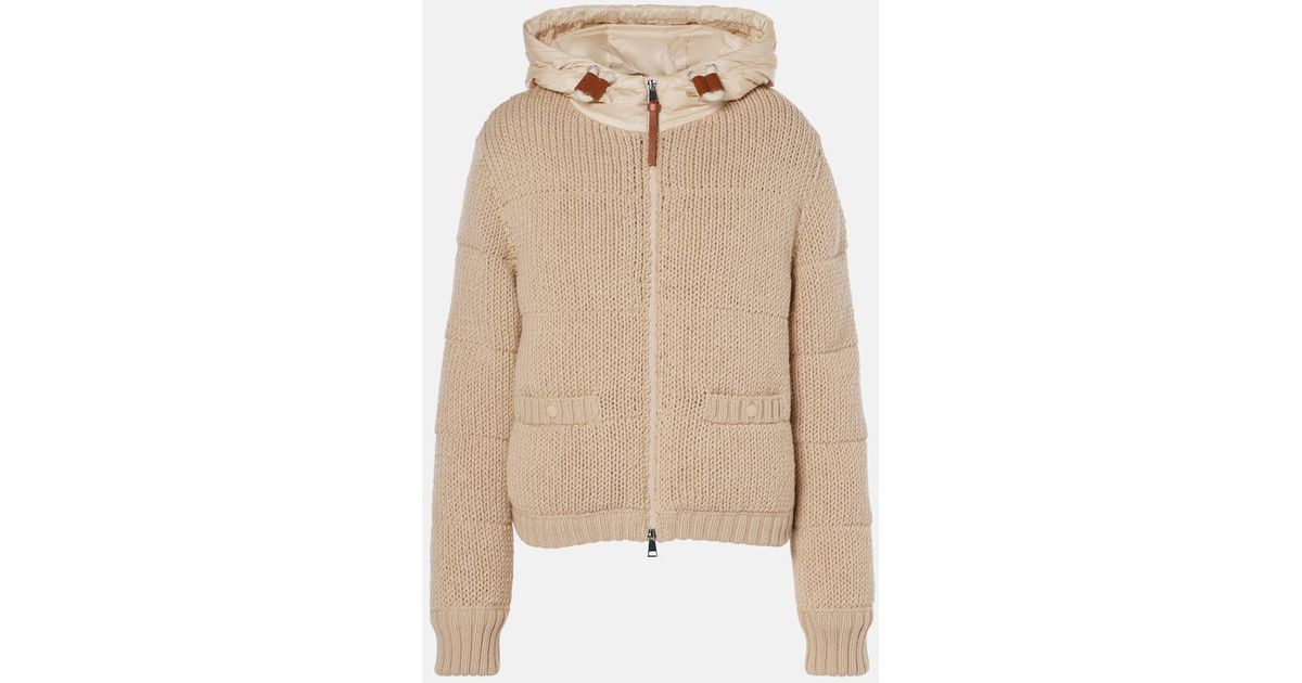Moncler Ribbed-Knit Wool Puffer Jacket in Natural | Lyst
