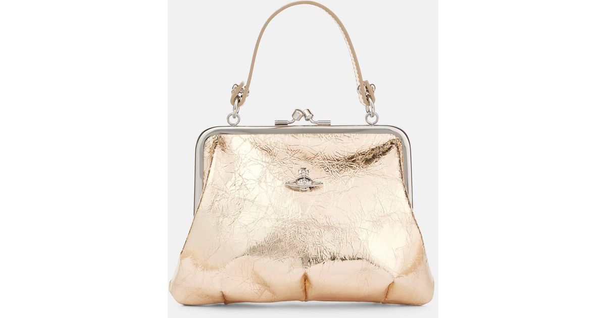 Vivienne Westwood Granny Small Metallic Leather Tote Bag in Natural | Lyst