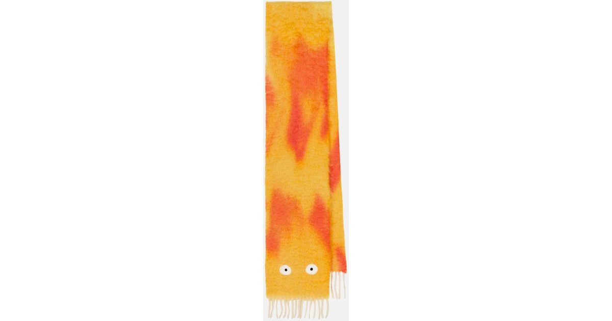 Loewe X Howl's Moving Castle Calcifer Wool And Mohair Scarf in Orange ...