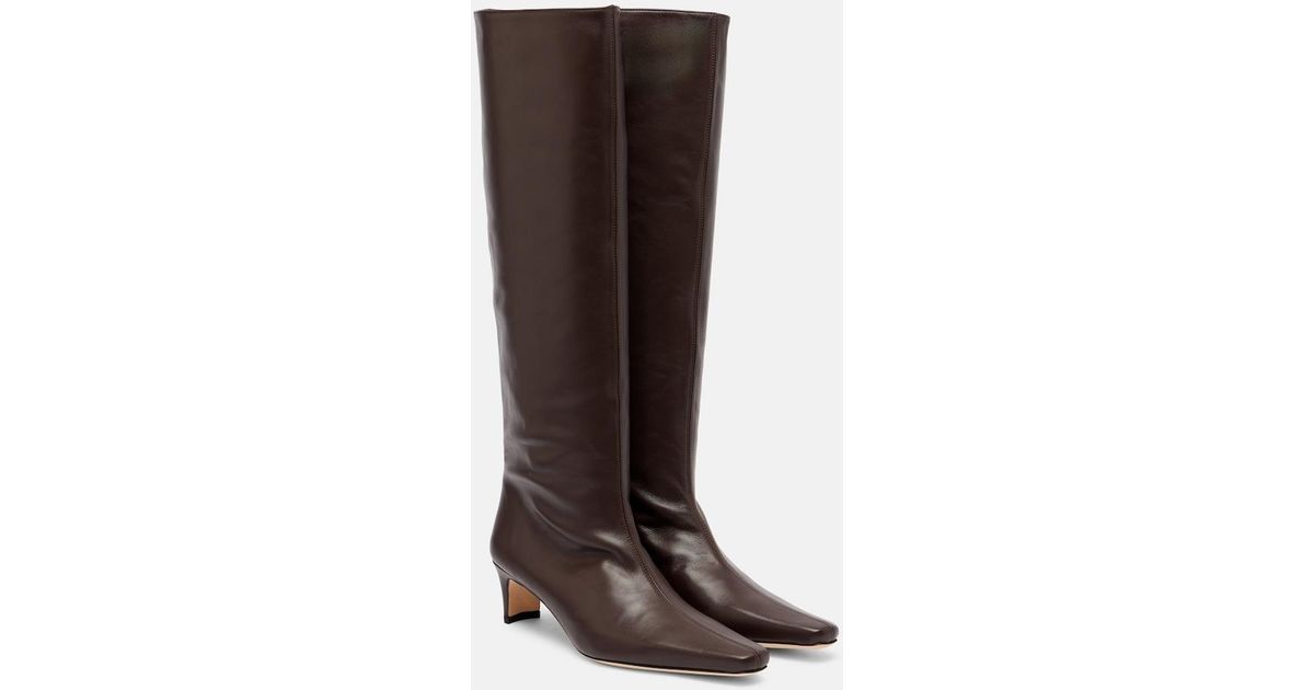 STAUD Wally 55 Leather Knee-High Boots in Brown | Lyst