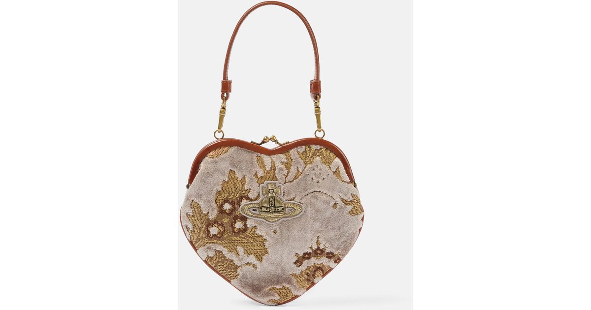 Vivienne Westwood Bella Heart Frame Velvet Tote Bag in Natural | Lyst Australia