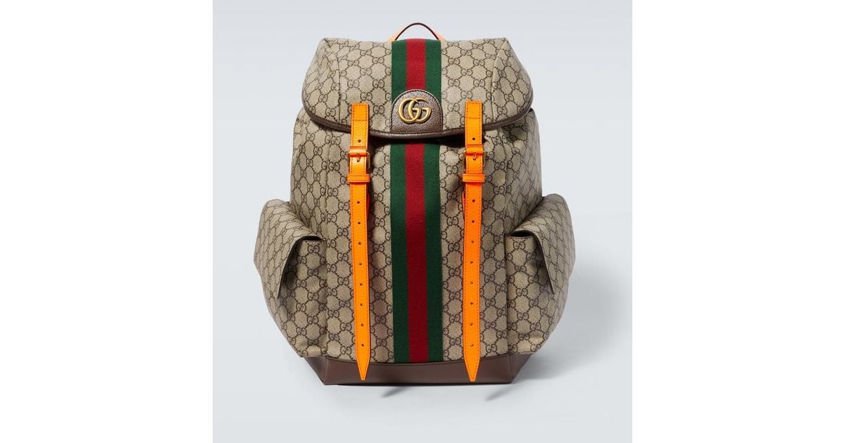 Gucci GG Leather-trimmed Backpack in Natural for Men | Lyst