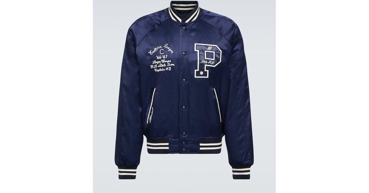 Polo Ralph Lauren Embroidered Applique Varsity Jacket in Blue for Men ...