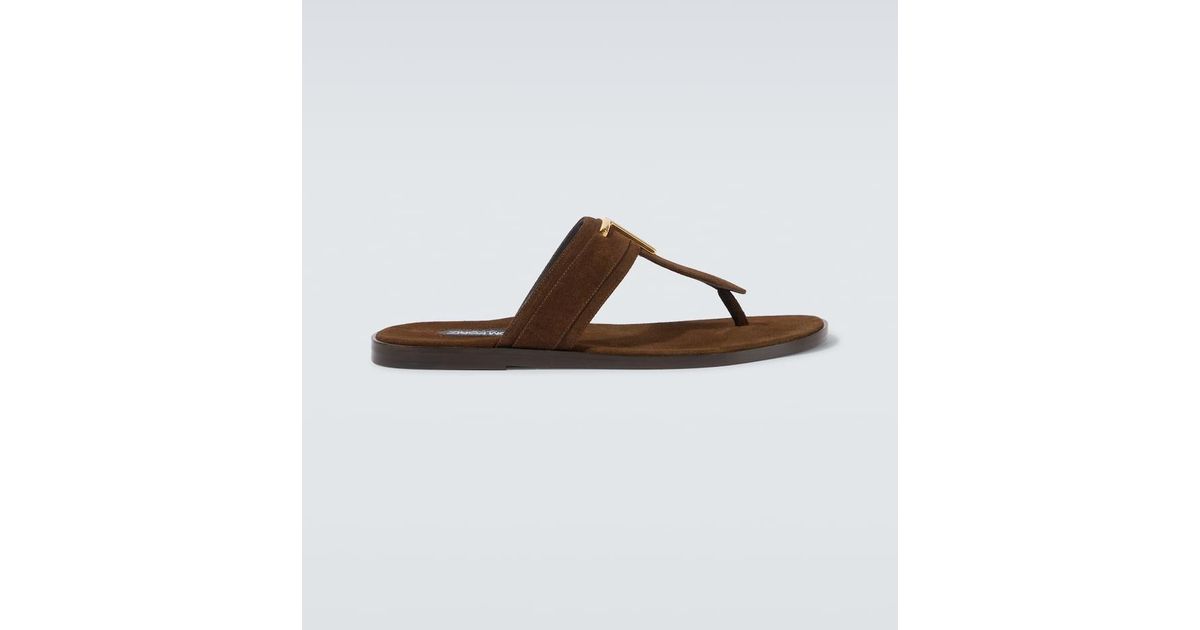 Tom Ford Brighton Tf Suede Thong Sandals in Brown for Men | Lyst