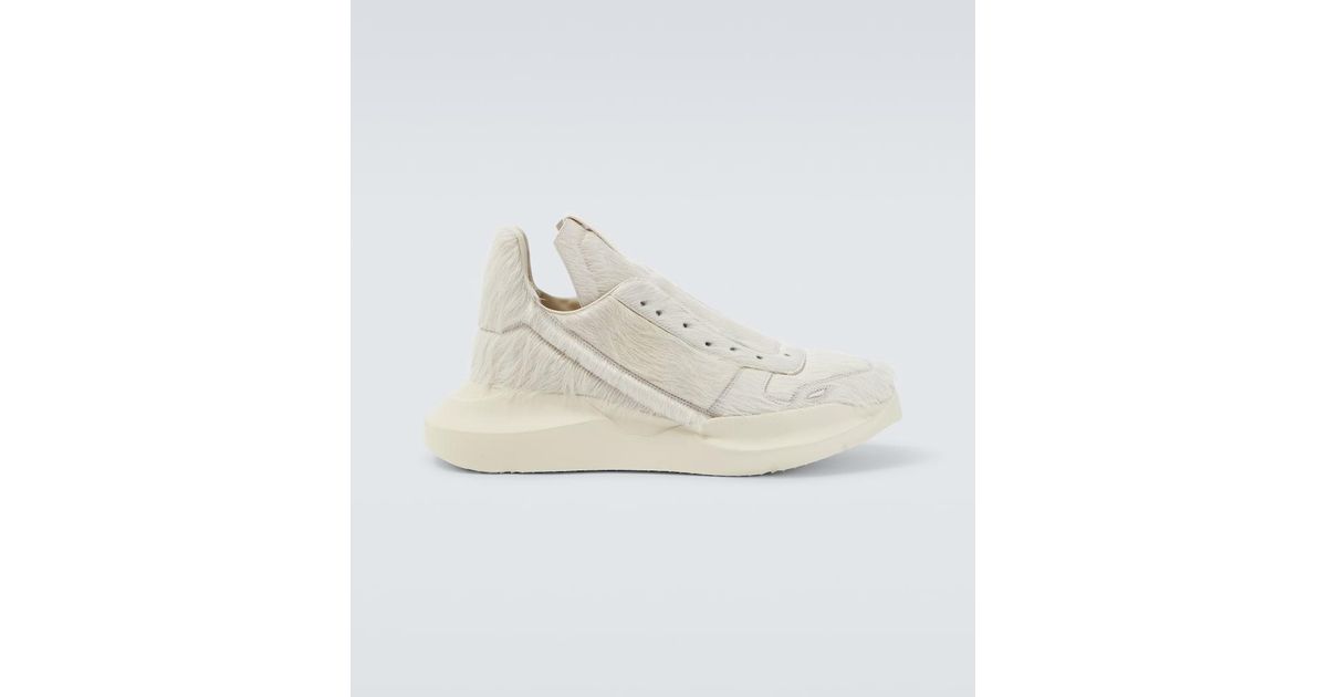 Rick Owens Calf Hair Sneakers in White for Men | Lyst UK