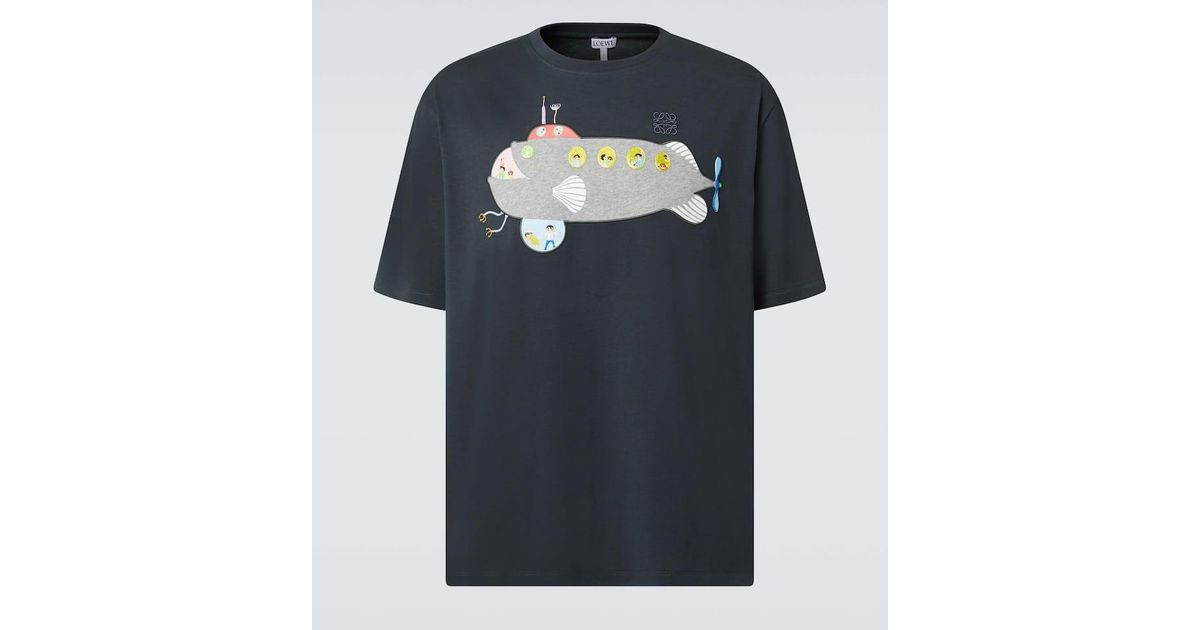 Loewe X Suna Fujita Submarine Cotton Jersey T-Shirt in Blue for Men | Lyst