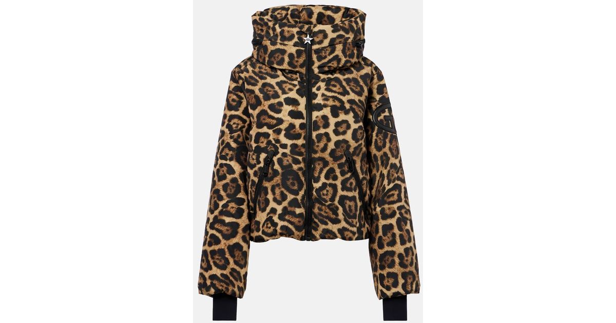 Goldbergh Pantera Leopard-Print Down Ski Jacket in Black | Lyst