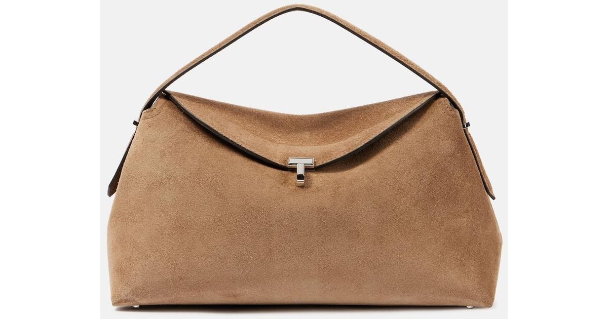 TOTEME T-Lock Suede Tote Bag in Brown | Lyst UK