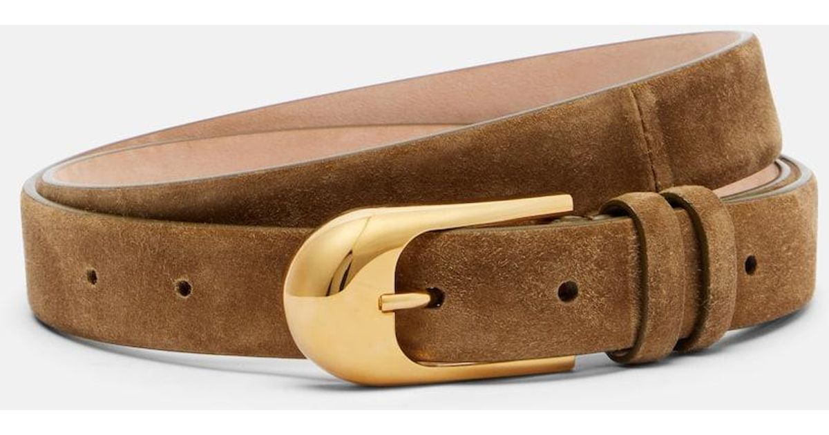 KHAITE Dome Suede Belt in Brown | Lyst UK