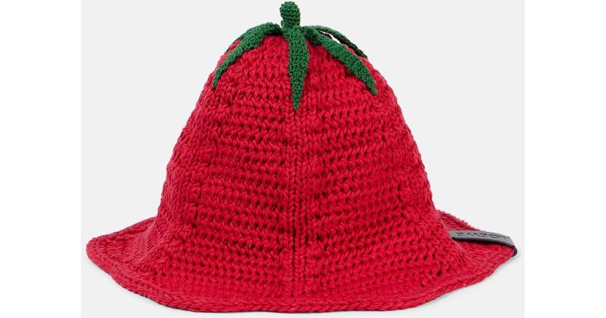 Loewe Tomato Crochet Cotton Bucket Hat in Red | Lyst