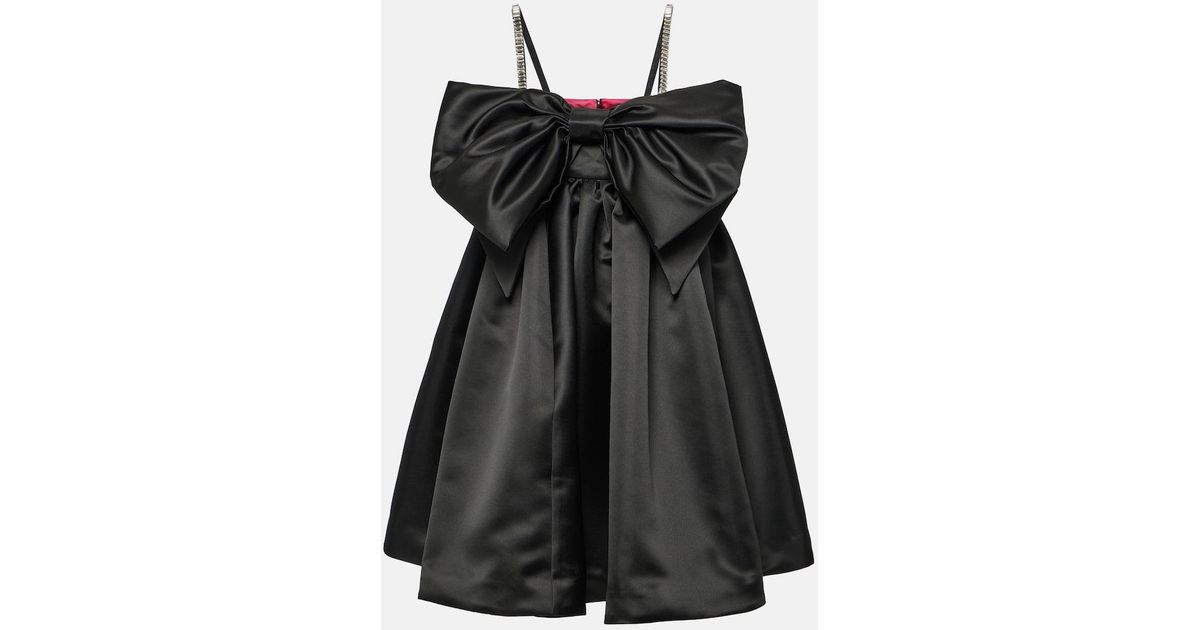 Nina Ricci Bow-Detail Satin Minidress in Black | Lyst