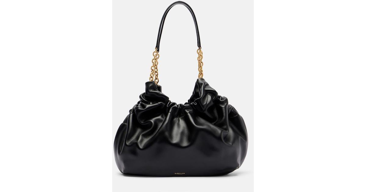 DeMellier Miami Midi Leather Shoulder Bag in Black | Lyst