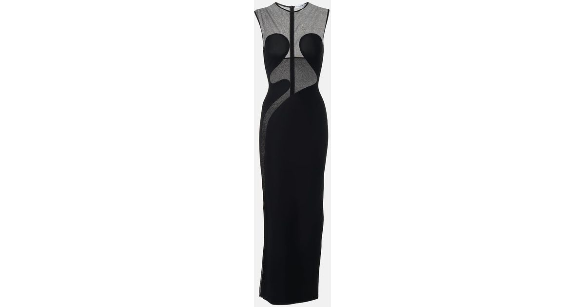 Alaïa Paneled Maxi Dress in Black | Lyst