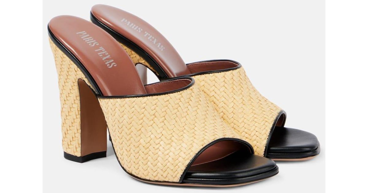 Paris Texas Ava 100 Raffia And Leather Mules in Natural | Lyst