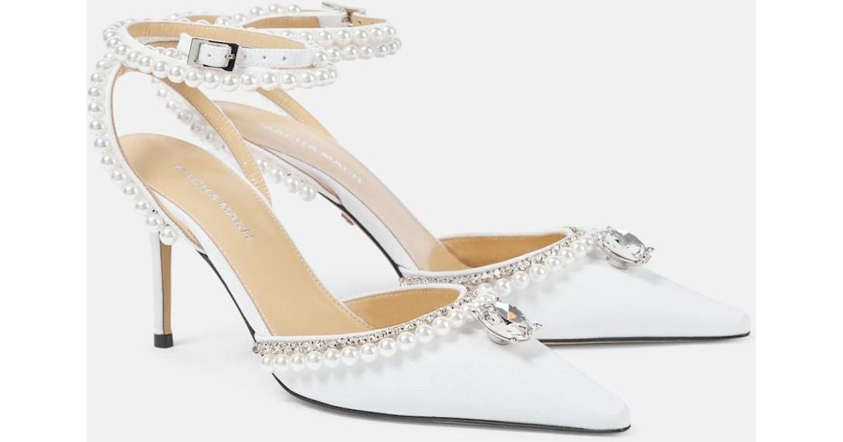 Mach & Mach Diamond Of Elizabeth Satin Pumps in Metallic | Lyst UK