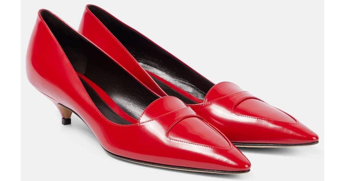 The Row Viv Leather Pumps in Red | Lyst
