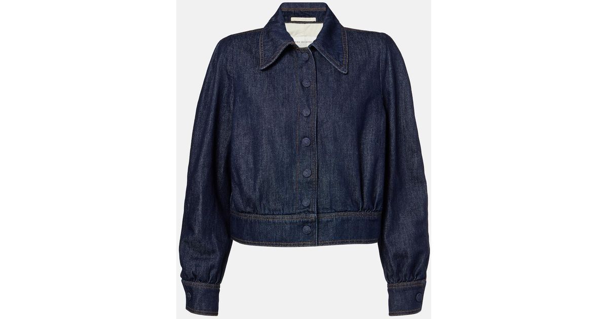 Dries Van Noten Cropped Denim Jacket in Blue | Lyst