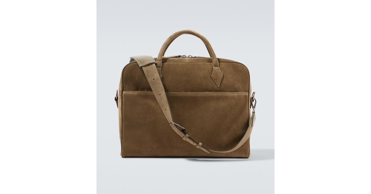 Metier Closer All Day Suede Briefcase in Metallic for Men | Lyst