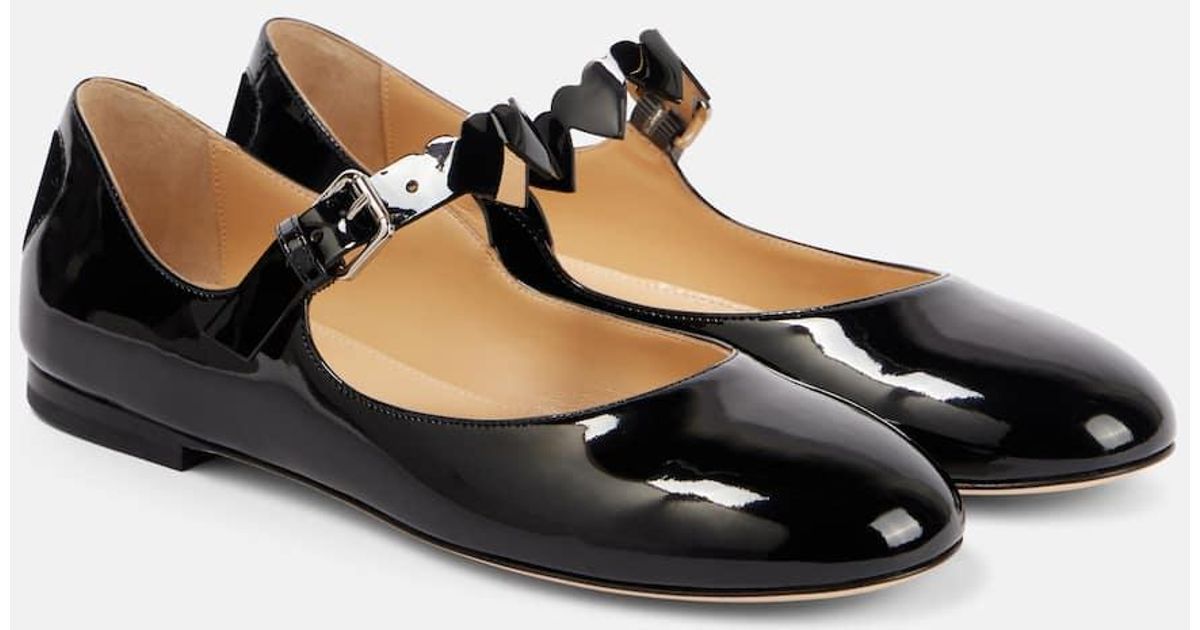 Mach & Mach Special Heart Patent Leather Ballet Flats in Black | Lyst