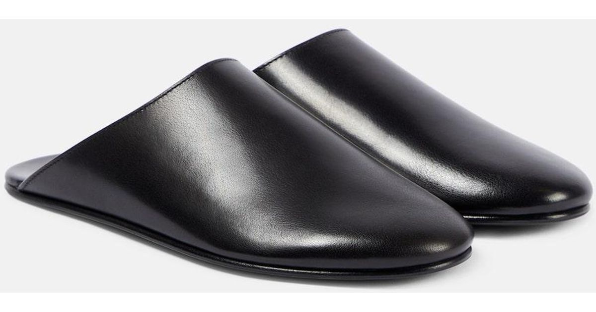 The Row Dante Leather Mules in Black | Lyst