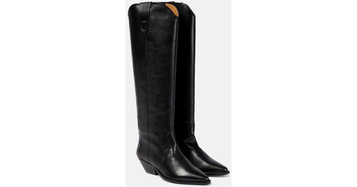 Isabel Marant Denvee Leather Knee-High Boots in Black | Lyst