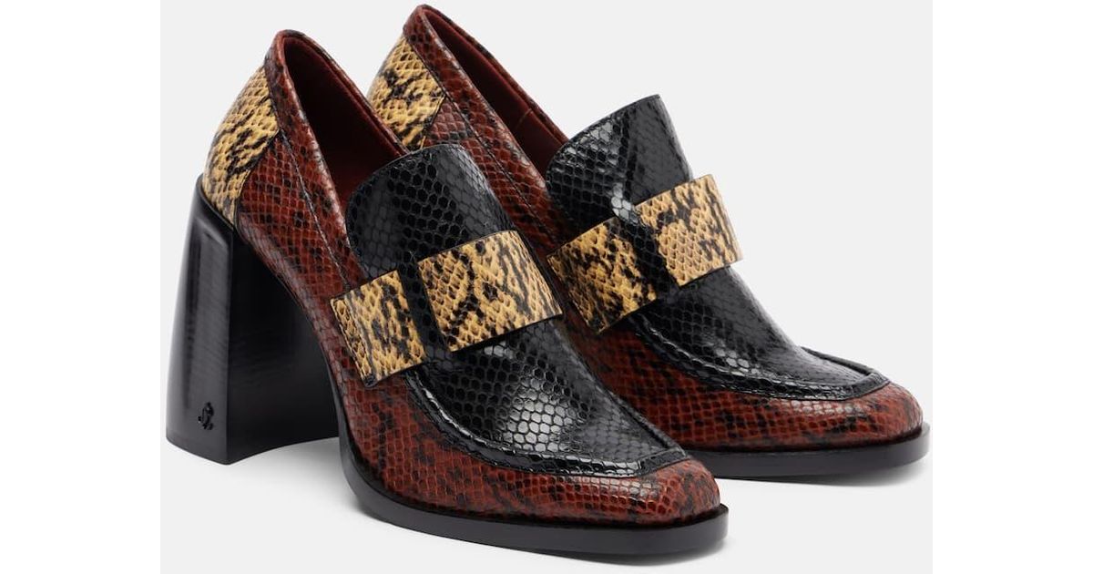 Jimmy Choo Tylor 95 Snake-Effect Leather Loafer Pumps in Brown | Lyst
