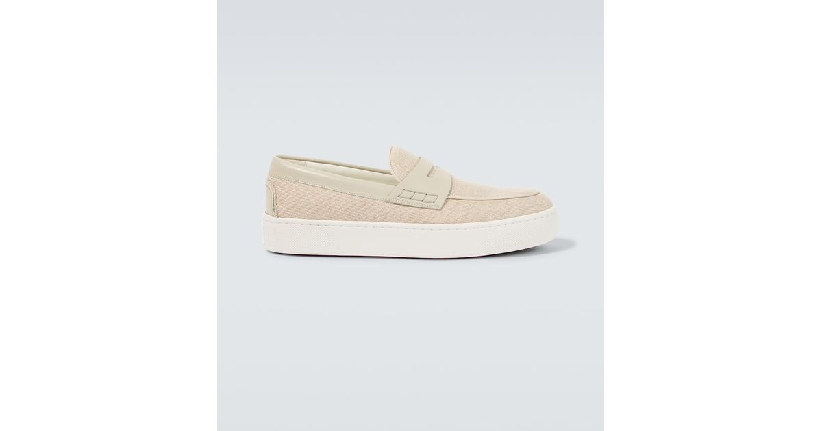 Christian Louboutin Paqueboat Canvas And Leather Loafers in White for ...