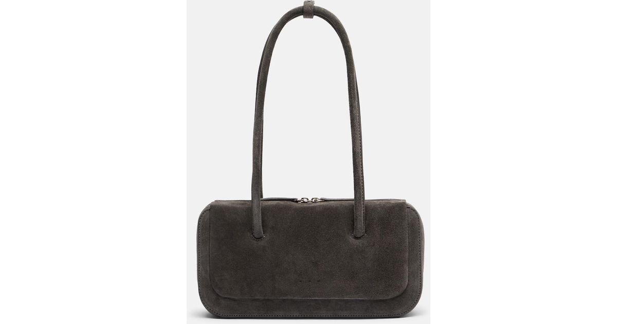Aesther Ekme Lagune Bowling Mini Suede Shoulder Bag in Black | Lyst UK