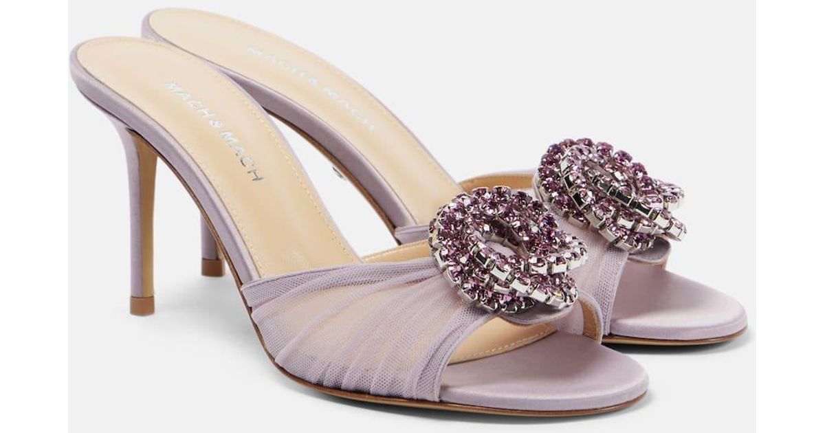 Mach & Mach Galaxy 85 Embellished Mules in Pink | Lyst