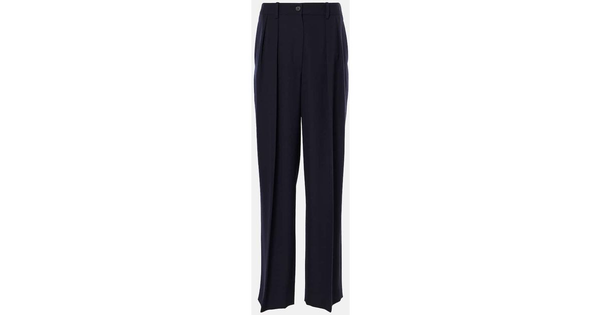 The Row Igor Low-Rise Wool Wide-Leg Pants in Blue | Lyst
