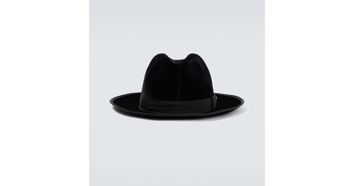 Giorgio Armani Velvet Fedora Hat in Black for Men | Lyst UK