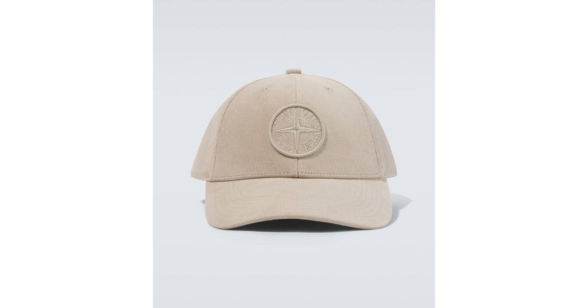 Stone Island Compass Embroidered Corduroy Baseball Cap in Natural for ...