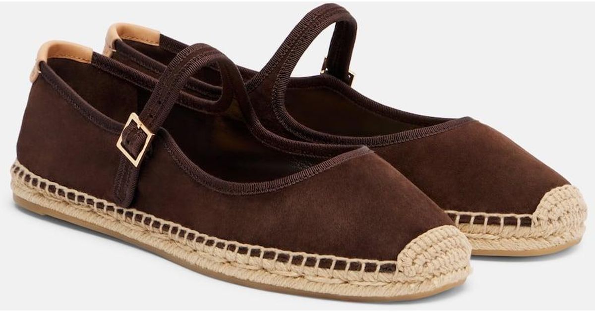 Tory Burch Suede Mary Jane Espadrilles in Brown | Lyst