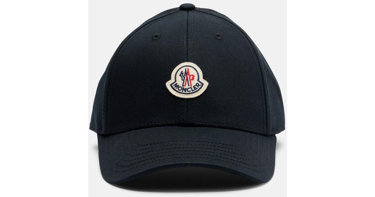 Moncler Logo Cotton Baseball Cap in Blue | Lyst UK