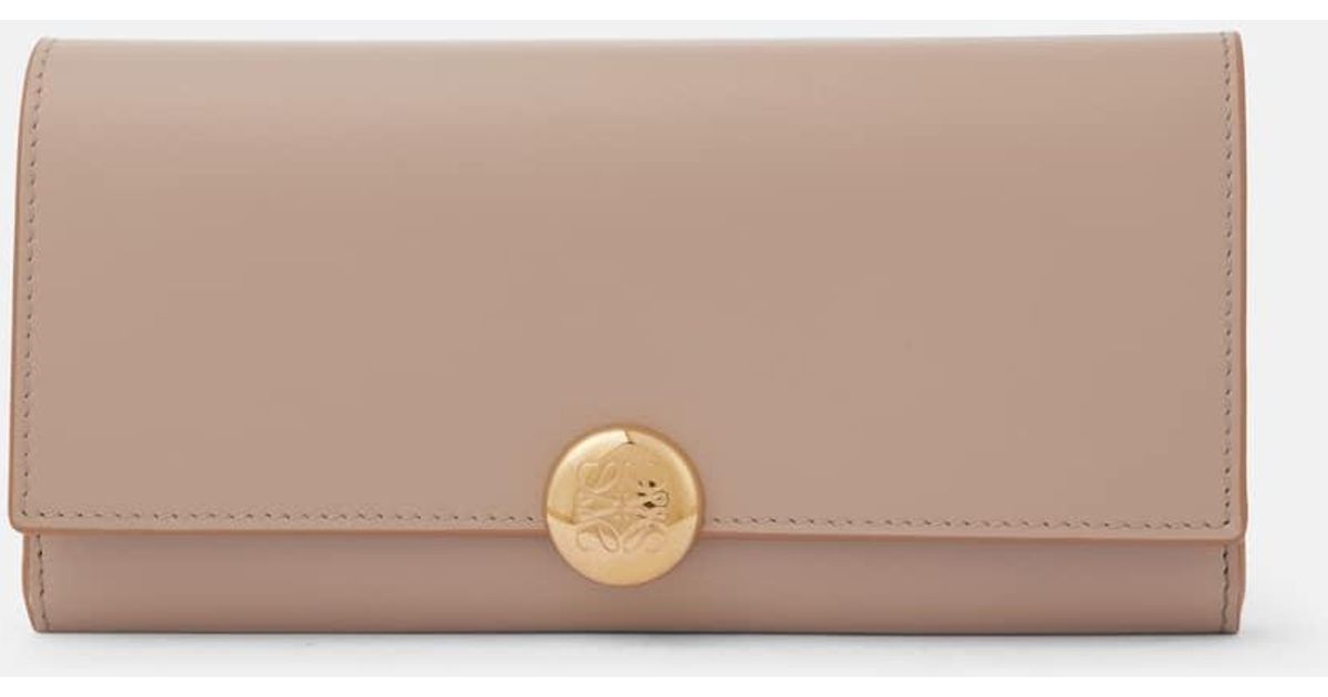 Loewe Continental Pebble Leather Wallet On Chain in Natural | Lyst