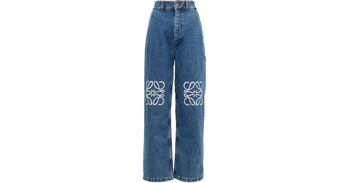 Loewe Anagram High-rise Wide-leg Jeans in Blue | Lyst Loewe Anagram High-rise Wide-leg Jeans in Blue | Lyst
