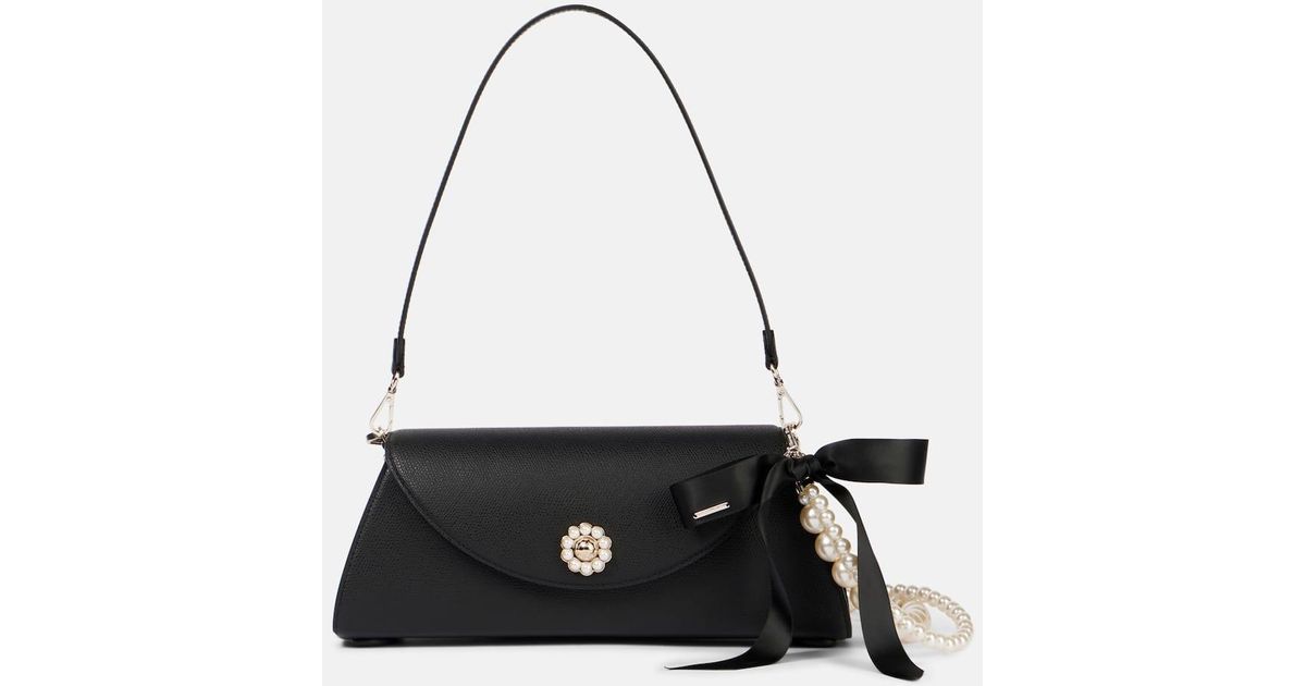 Simone Rocha Valentine Embellished Leather Shoulder Bag in Black | Lyst