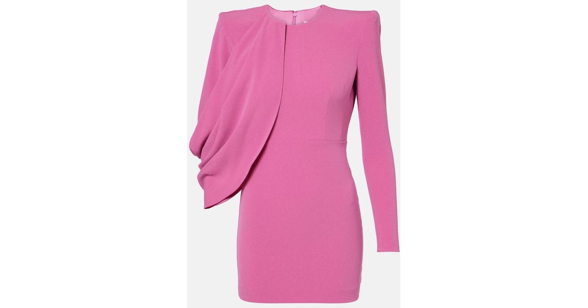 Alex Perry Caped Asymmetric Crepe Minidress in Pink | Lyst